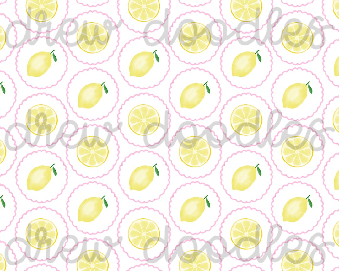 Watercolor Pink Lemon Print Digital Papers Backgrounds 4x6 and 5x7 ...