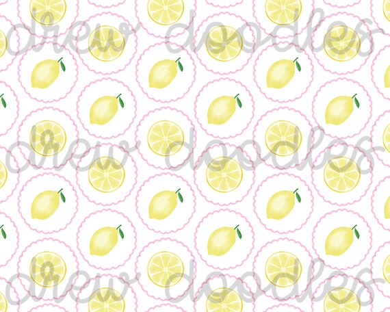 Watercolor Pink Lemon Print Digital Papers Backgrounds 4x6 an - Etsy
