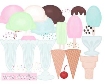 Watercolor Ice Cream Digital Clip Art Set Instant Download | Etsy