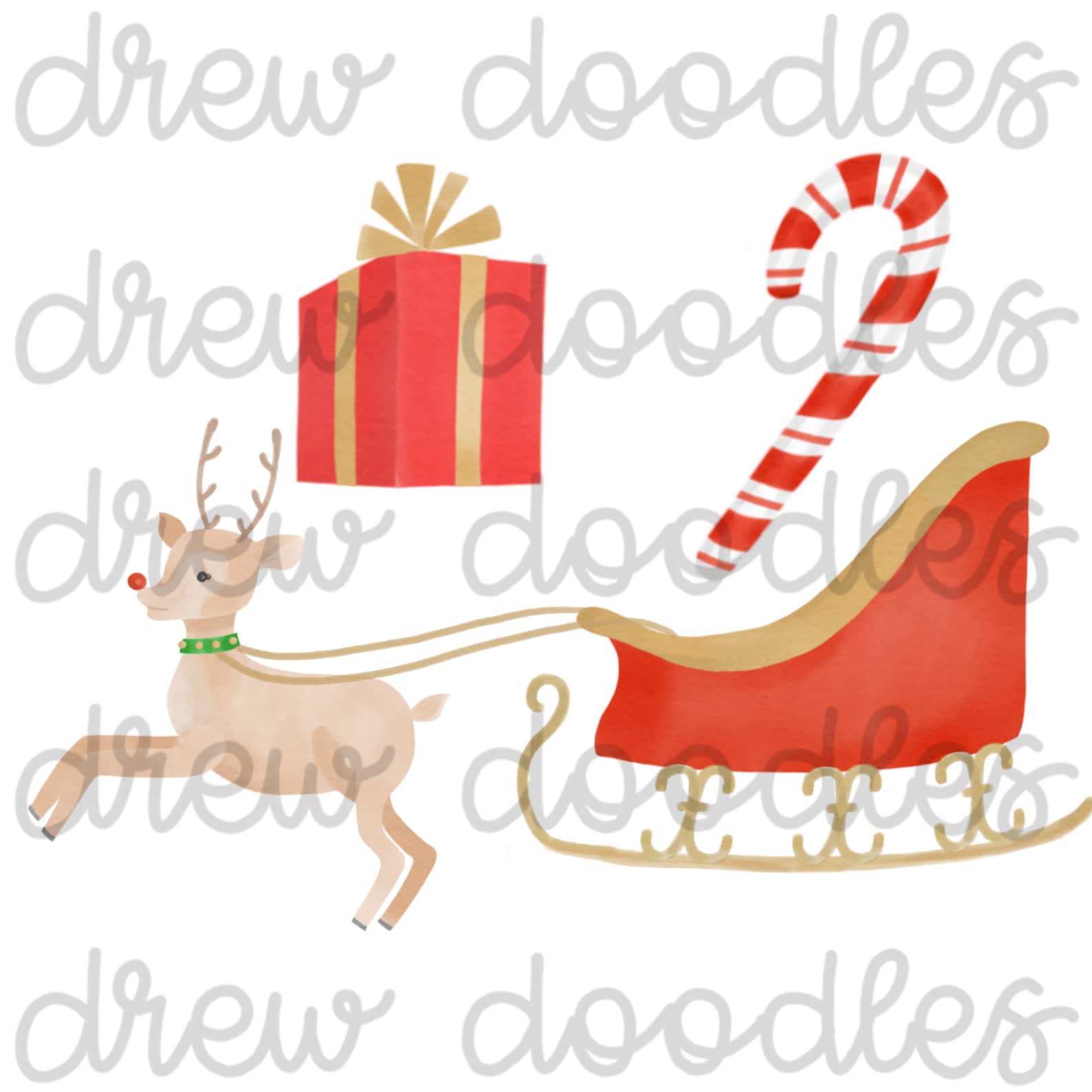 Watercolor Vintage Christmas Digital Clip Art Set Instant - Etsy