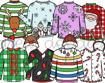 Tacky Christmas Sweater Digital Clip Art Set Instant Download | Etsy