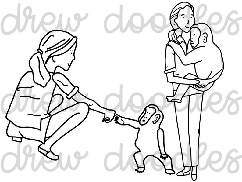Jane Goodall Digital Clip Art Set Versión de línea negra - Etsy España
