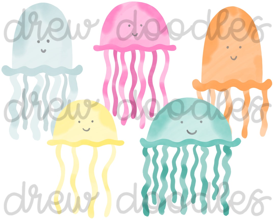 Watercolor Jellyfish Digital Clip Art Set- Instant Download - Etsy