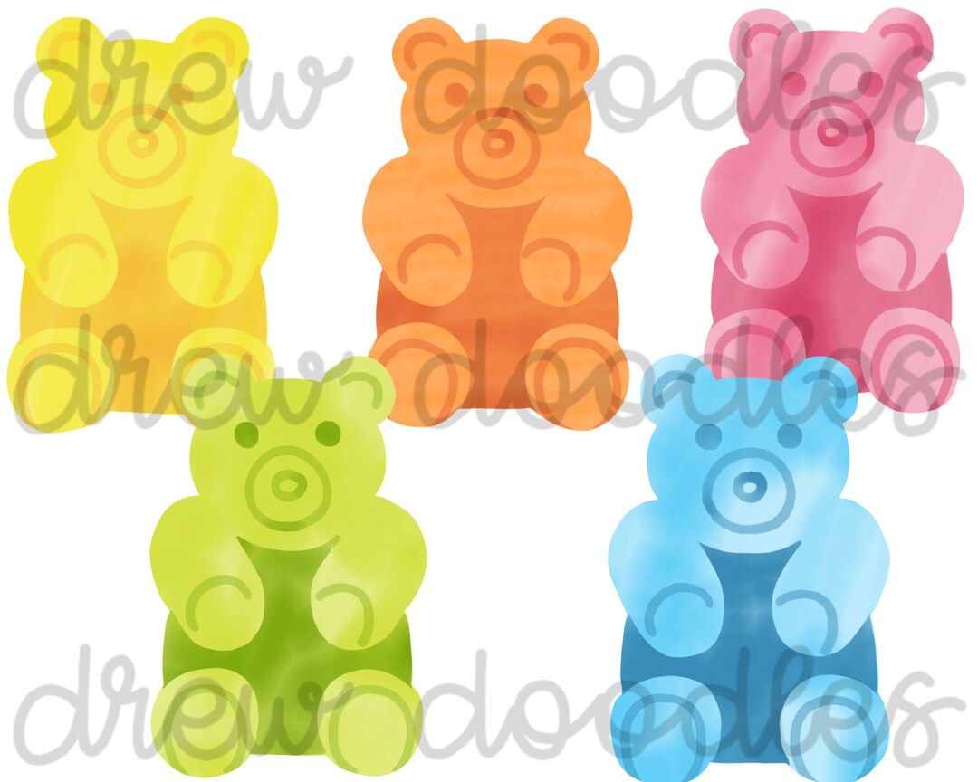 Watercolor Gummy Bears Candy Digital Clip Art Set- Instant Download - Etsy