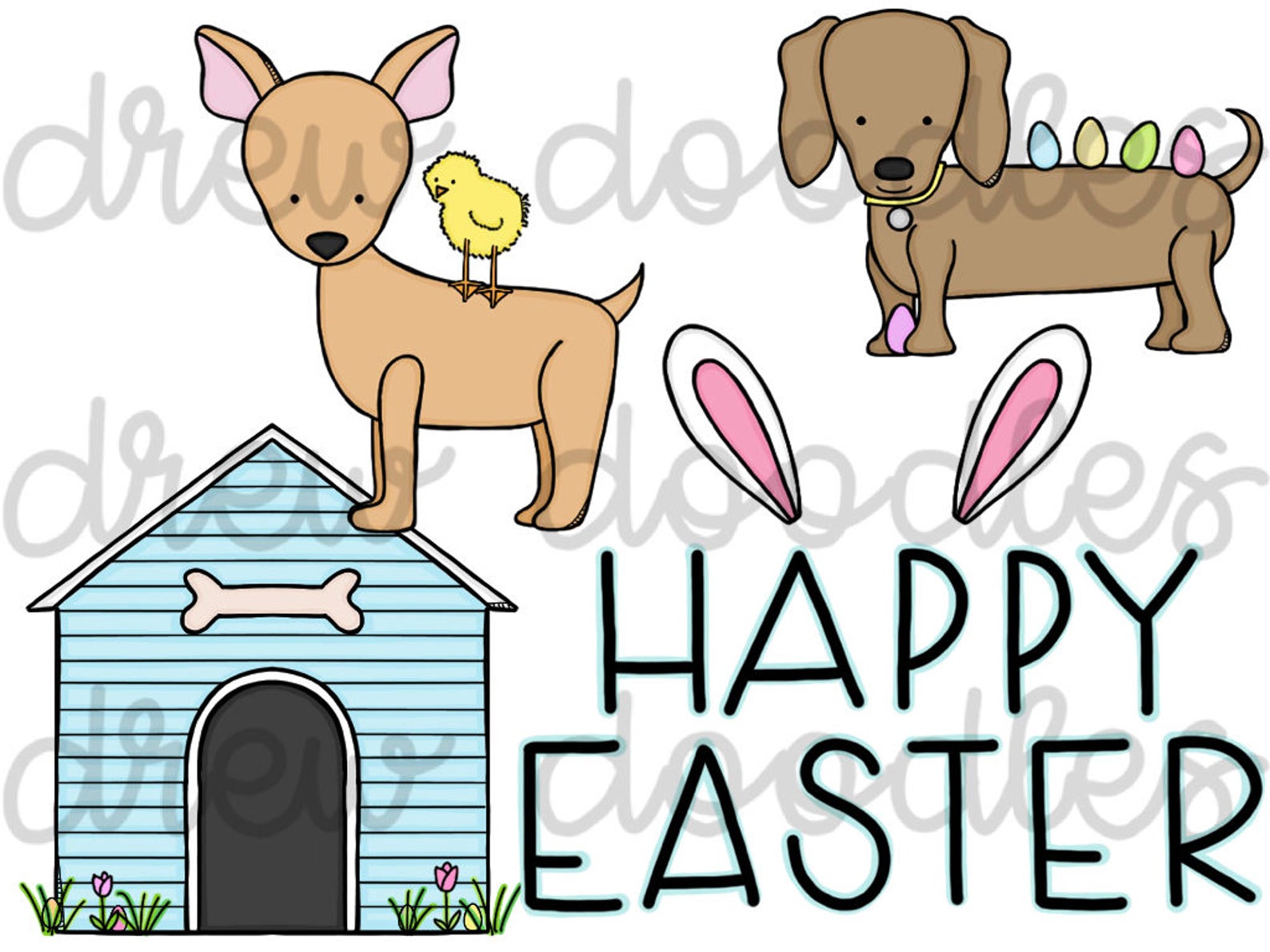 Easter Dogs Digital Clip Art Set Instant Download - Etsy UK
