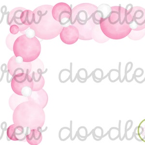 Watercolor Pink Balloon Garlands and Arch Digital Clip Art Set- Instant ...