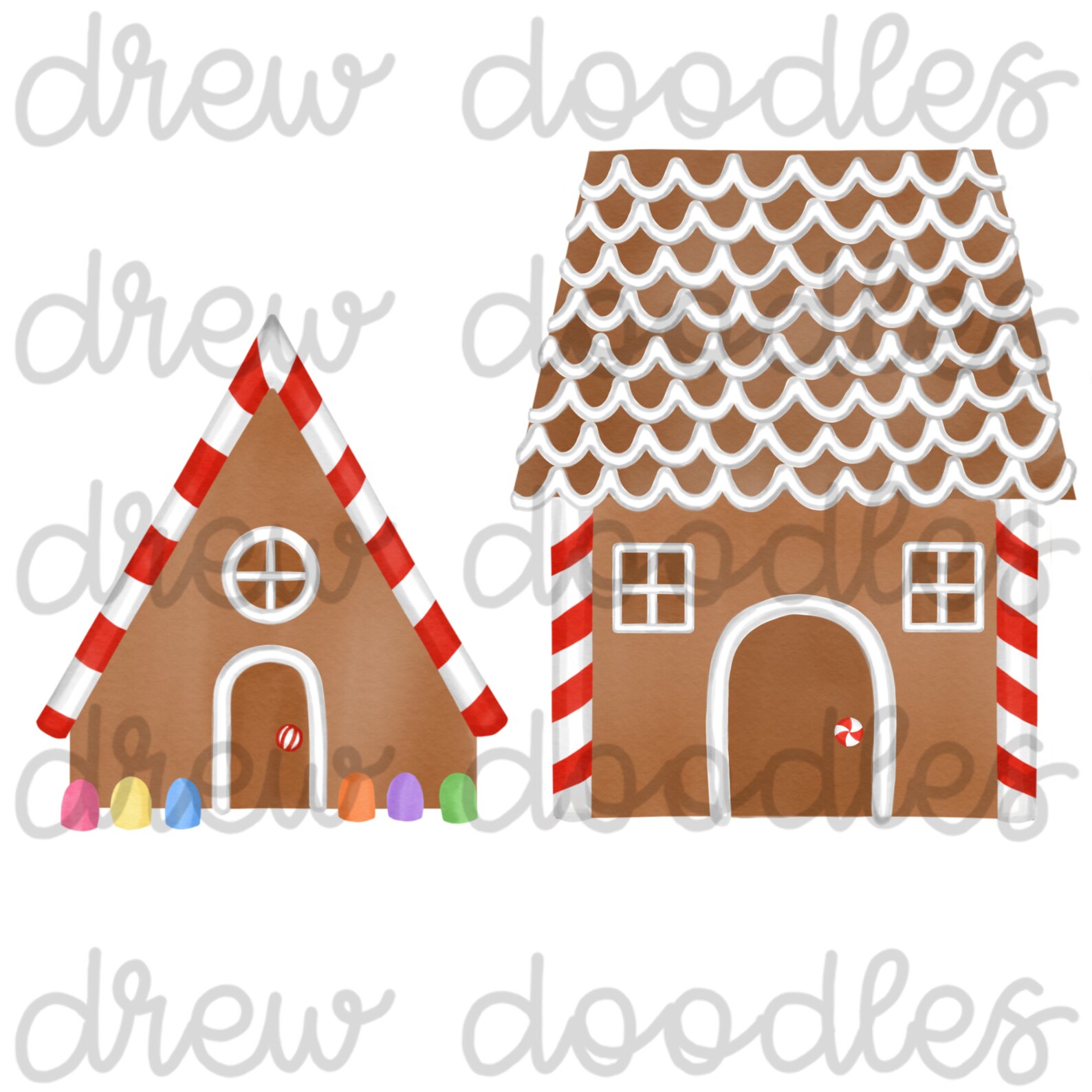 Watercolor Christmas Gingerbread Houses Digital Clip Art Set- Instant ...