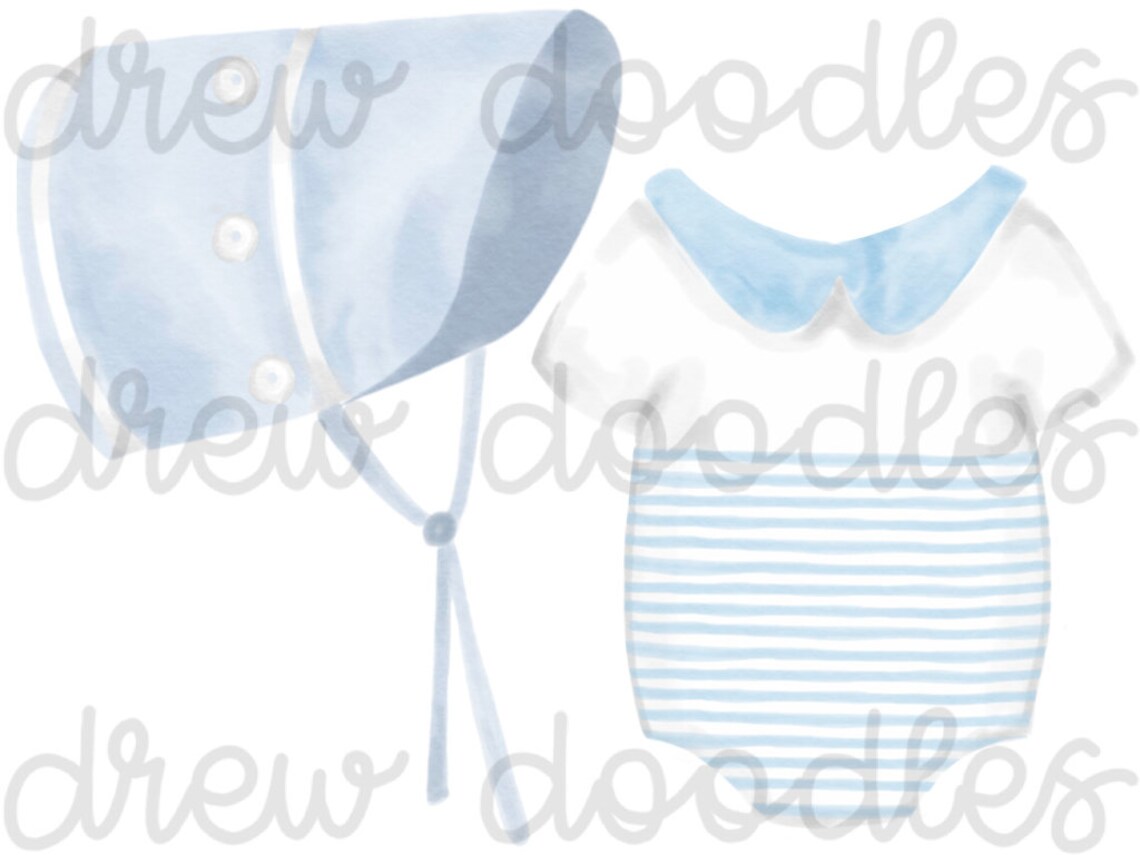 Watercolor Baby Boy Bonnets Digital Clip Art Set Instant - Etsy