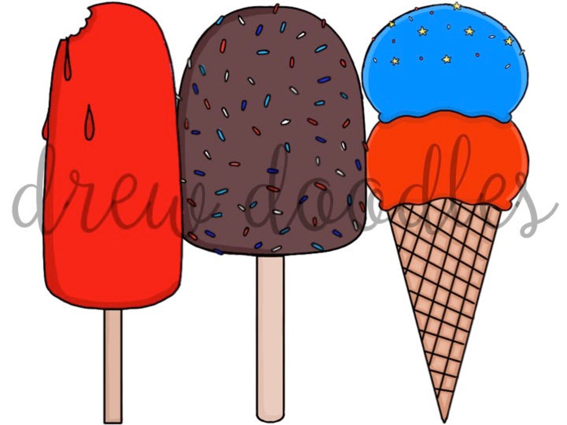 Patriotic Ice Cream Digital Clip Art Set Instant Download - Etsy