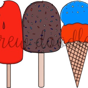 Patriotic Ice Cream Digital Clip Art Set Instant Download - Etsy