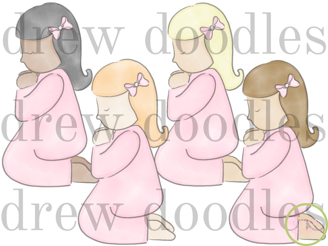 Watercolor Praying Girls Digital Clip Art Set- Instant Download - Etsy