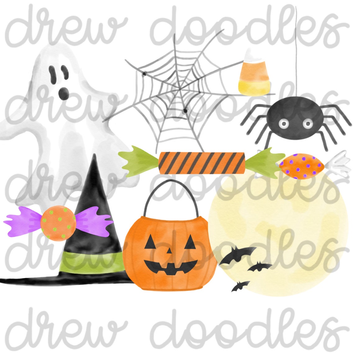 Watercolor Halloween Digital Clip Art Set- Instant Download - Etsy