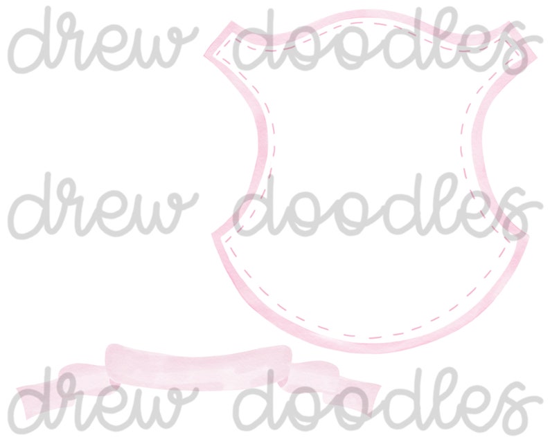 Watercolor Light Pink Bow Crest Banner Frame Digital Clip Art - Etsy