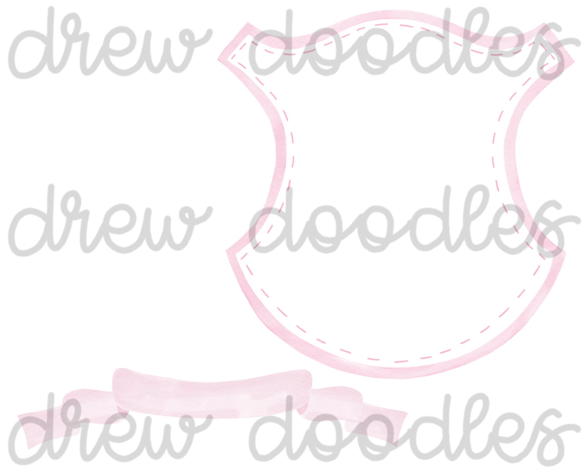 Watercolor Light Pink Bow Crest Banner Frame Digital Clip Art - Etsy