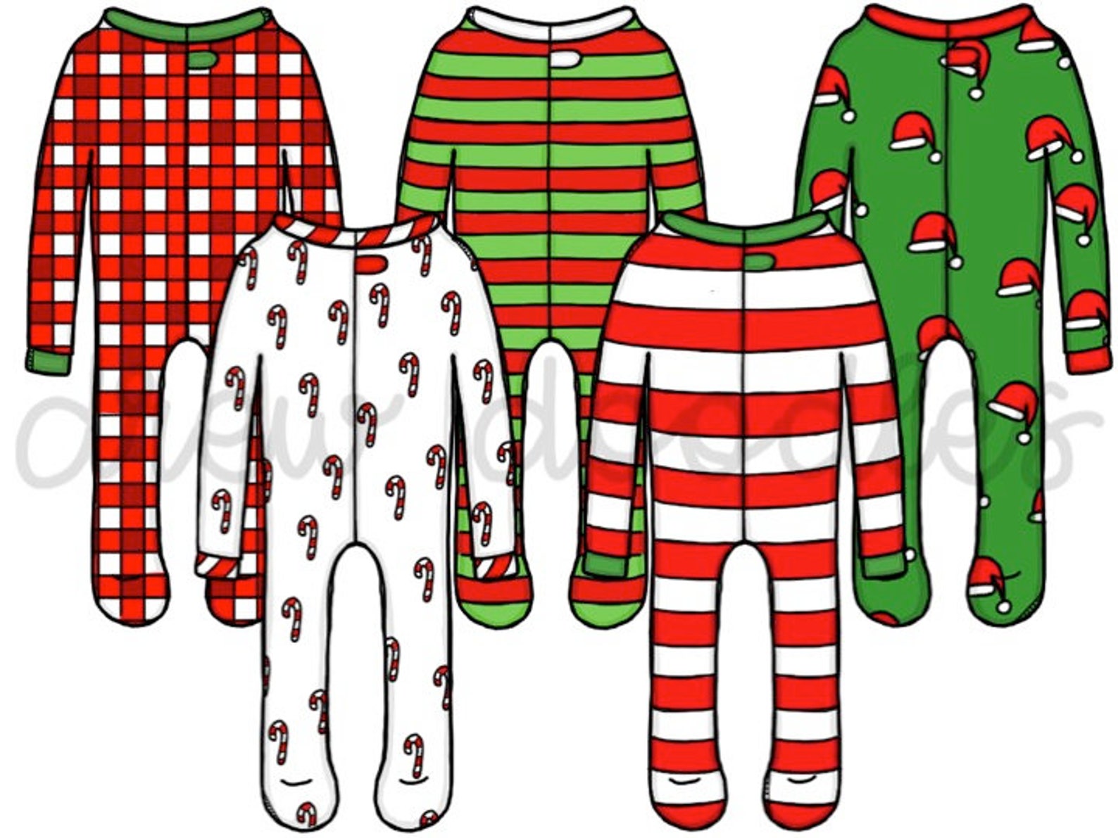 Christmas Pj's Digital Clip Art Set Instant Download | Etsy