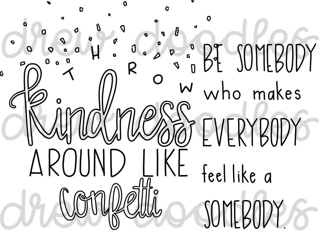 Kindness Doodles Digital Clip Art Set Black Line Version | Etsy