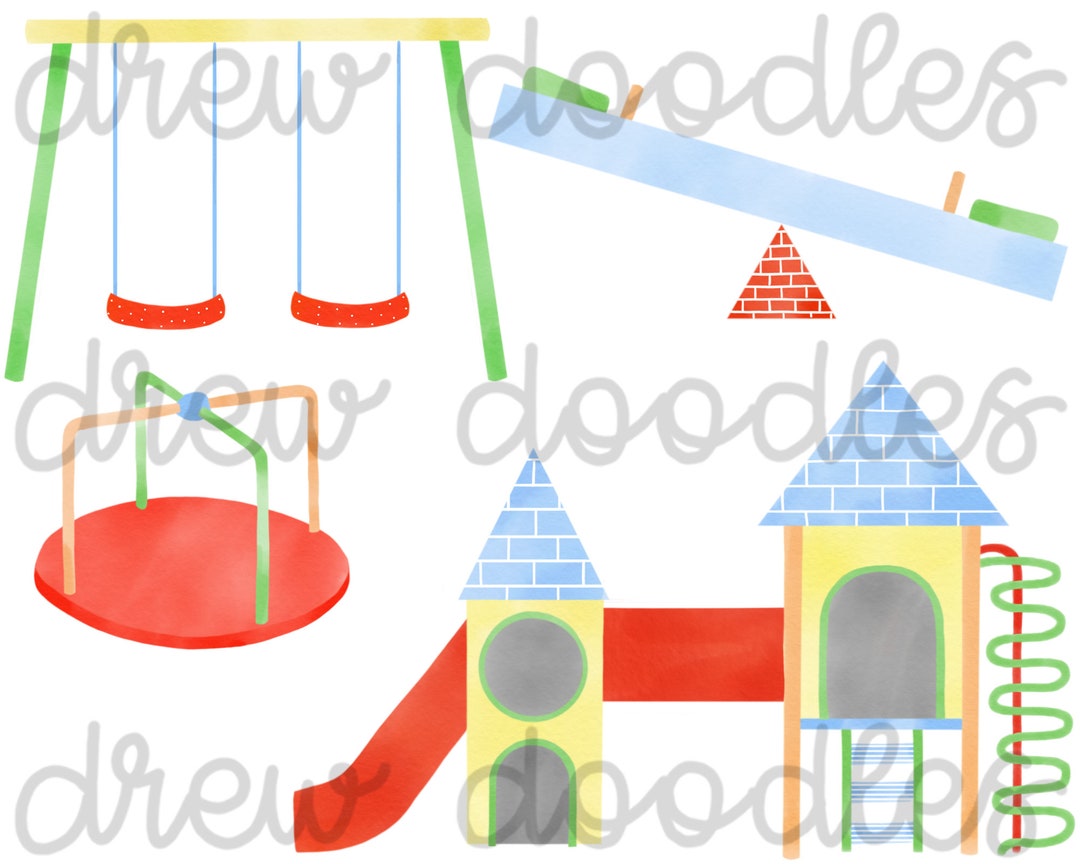 Watercolor School Playground Digital Clip Art Set- Instant Download - Etsy