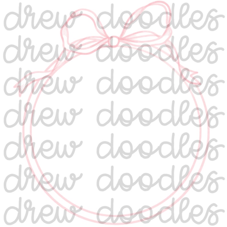 Watercolor Pink Bow Circle Frame Digital Clip Art Set - Etsy