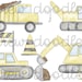 Watercolor Construction Trucks With Outline Digital Clip Art Set ...