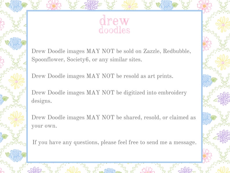Drew Doodles TEXTILE USAGE Info - Etsy