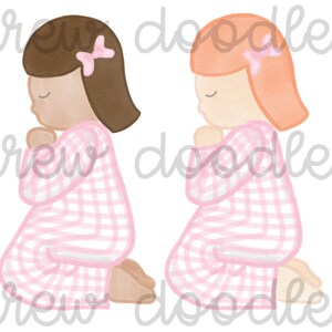 Watercolor Praying Girls Digital Clip Art Set- Instant Download - Etsy