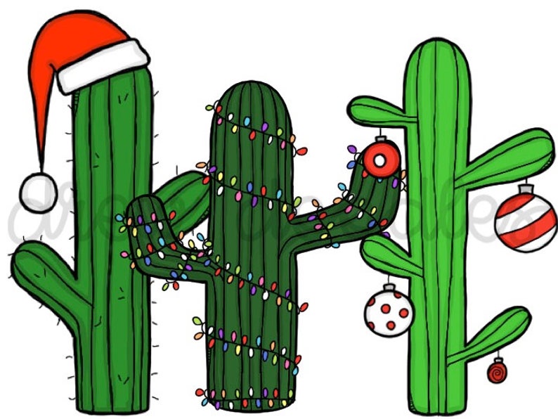 Christmas Cacti Digital Clip Art Set Instant Download | Etsy