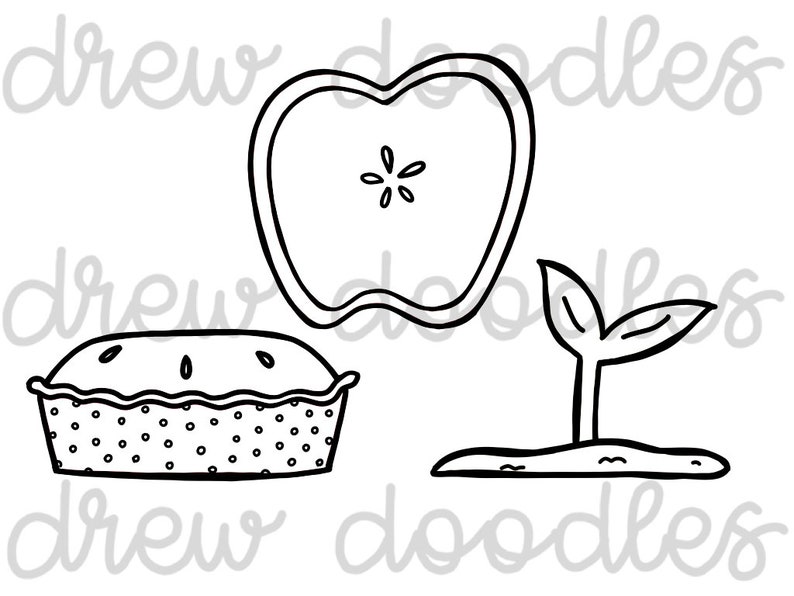 Johnny Appleseed Digital Clip Art Set Black Line Version | Etsy