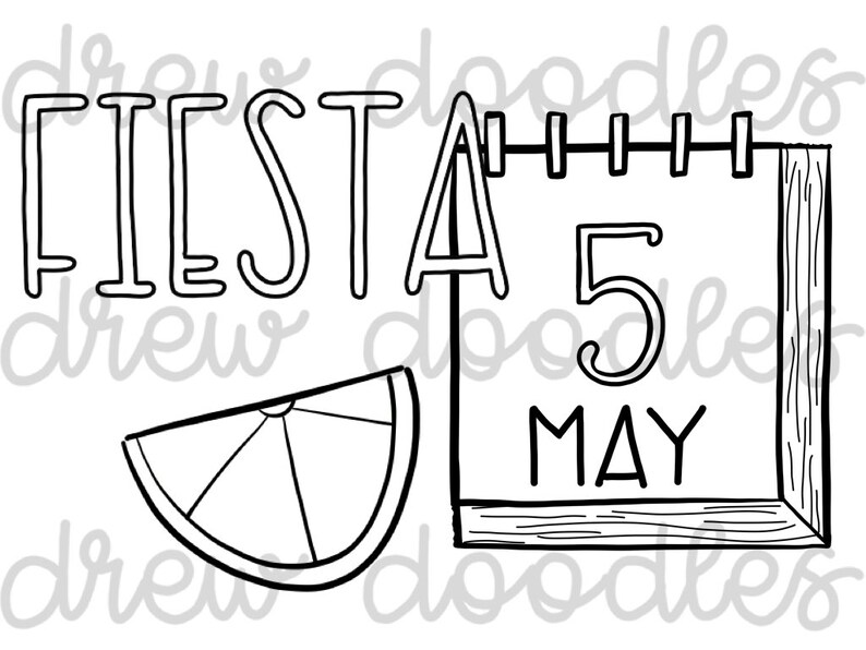 Fiesta/Cinco De Mayo Digital Clip Art Set Black Line Version | Etsy
