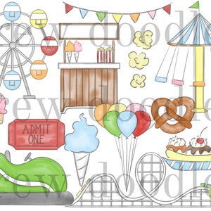 Watercolor Amusement Park Jumbo Clip Art Set- Instant Download - Etsy