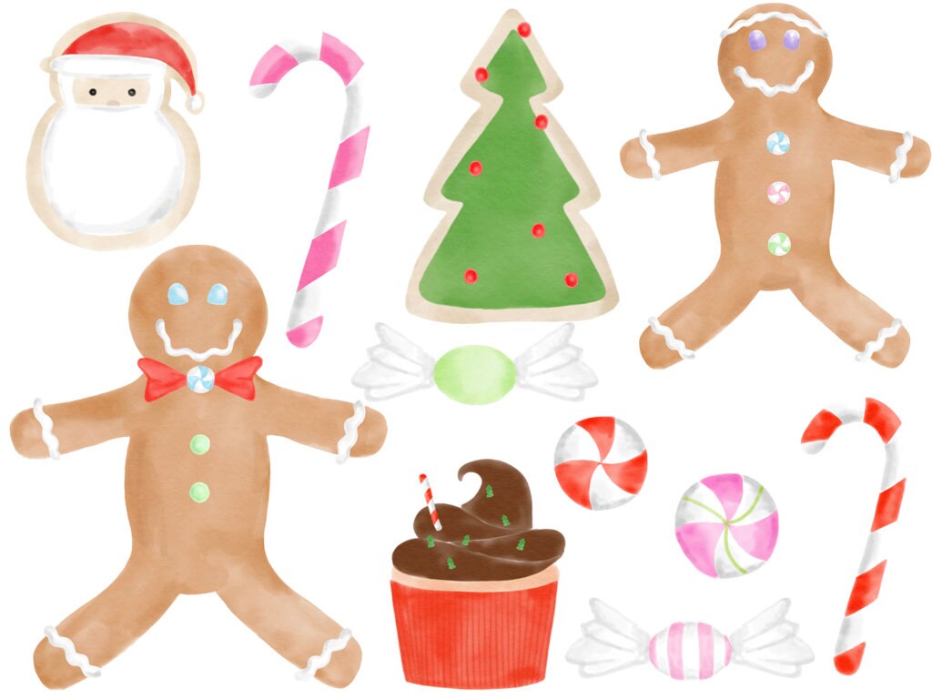Watercolor Christmas Sweets Digital Clip Art Set Instant | Etsy