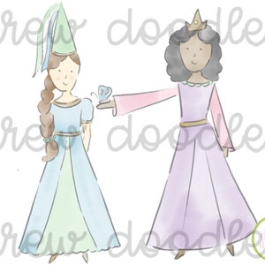 Watercolor Pastel Princesses- Digital Clip Art Set- Instant Download - Etsy