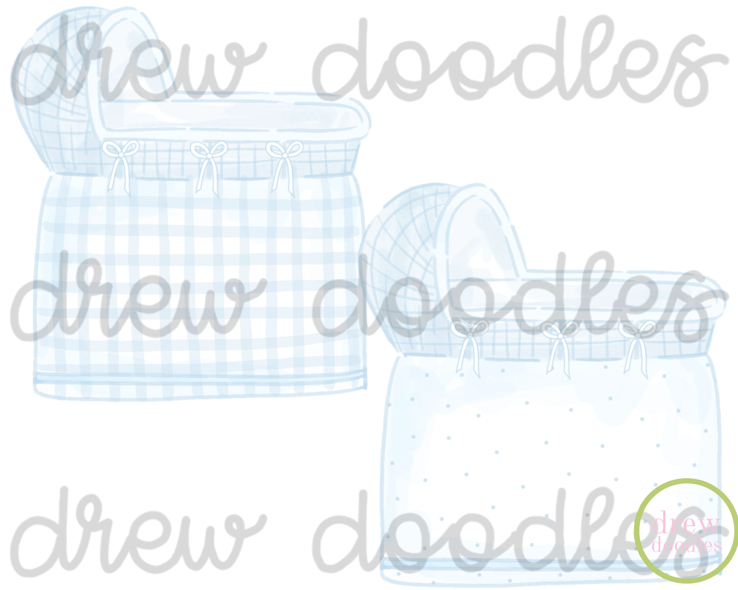 Watercolor Baby Boy Light Blue Bassinets Digital Clip Art Set - Etsy