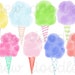 Watercolor Cotton Candy Digital Clip Art Set Instant Download - Etsy