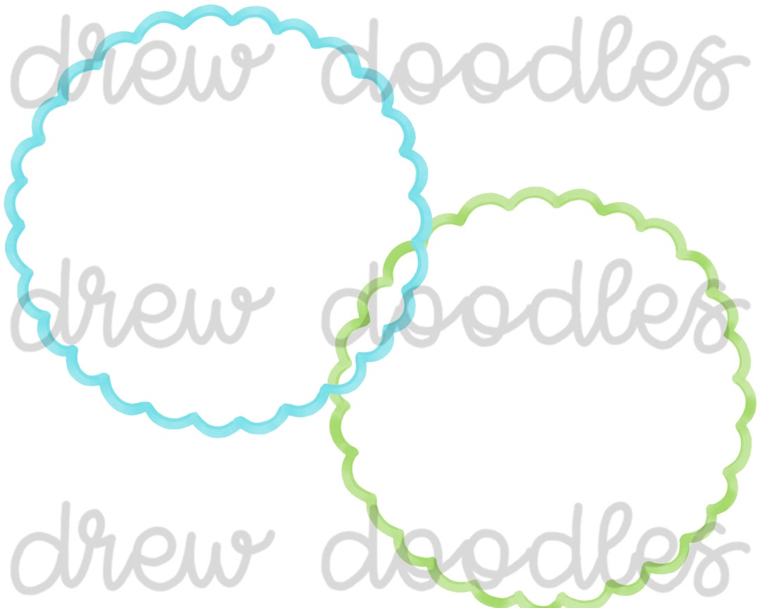 Watercolor Teal and Aqua Scallop Circle Frames Digital Clip Art Set ...