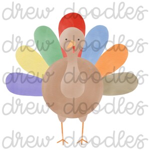 Watercolor Traditional Gingham Thanksgiving Turkey Digital Clip Art Set ...
