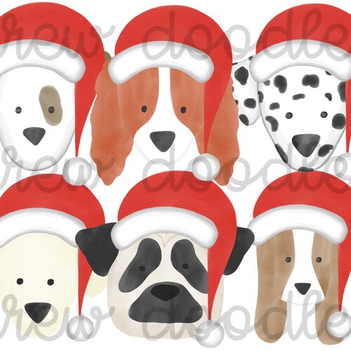 Watercolor Christmas Dogs Digital Clip Art Set Instant - Etsy