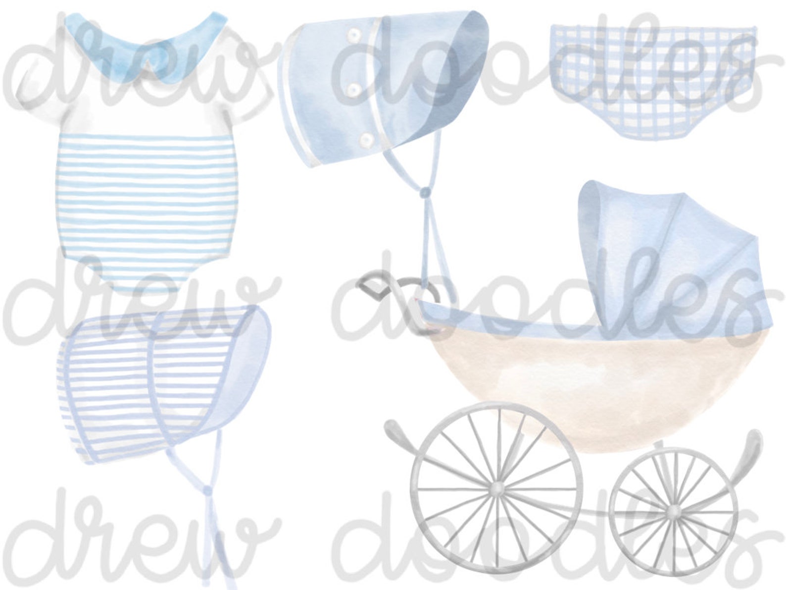 Watercolor Baby Boy Bonnets Digital Clip Art Set Instant - Etsy