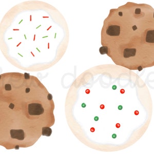Watercolor Christmas Cookies and Milk for Santa Digital Clip Art Set ...