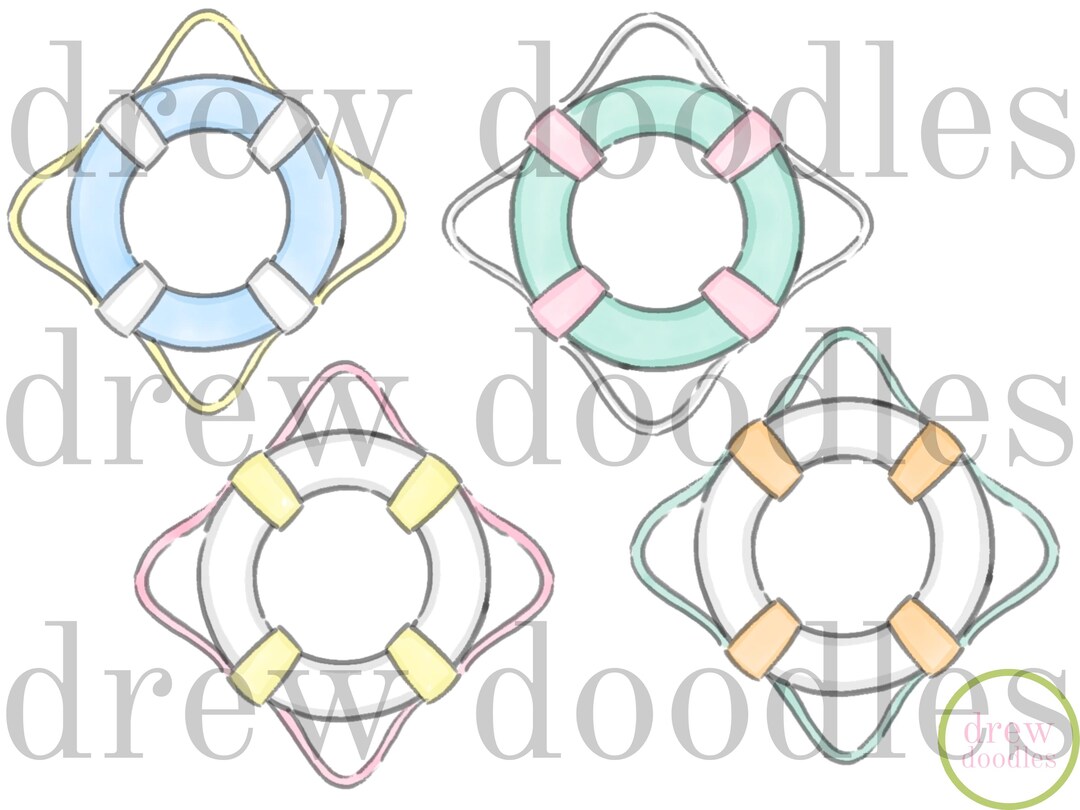 Watercolor Pastel Life Preservers Digital Clip Art Set- Instant ...