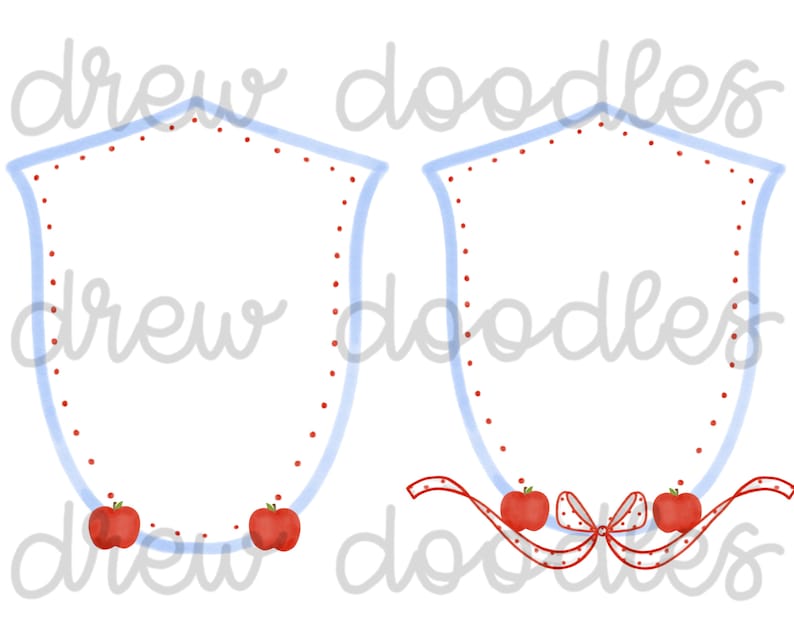 Watercolor Blue Bow Apple Crest Digital Clip Art Set Instant - Etsy