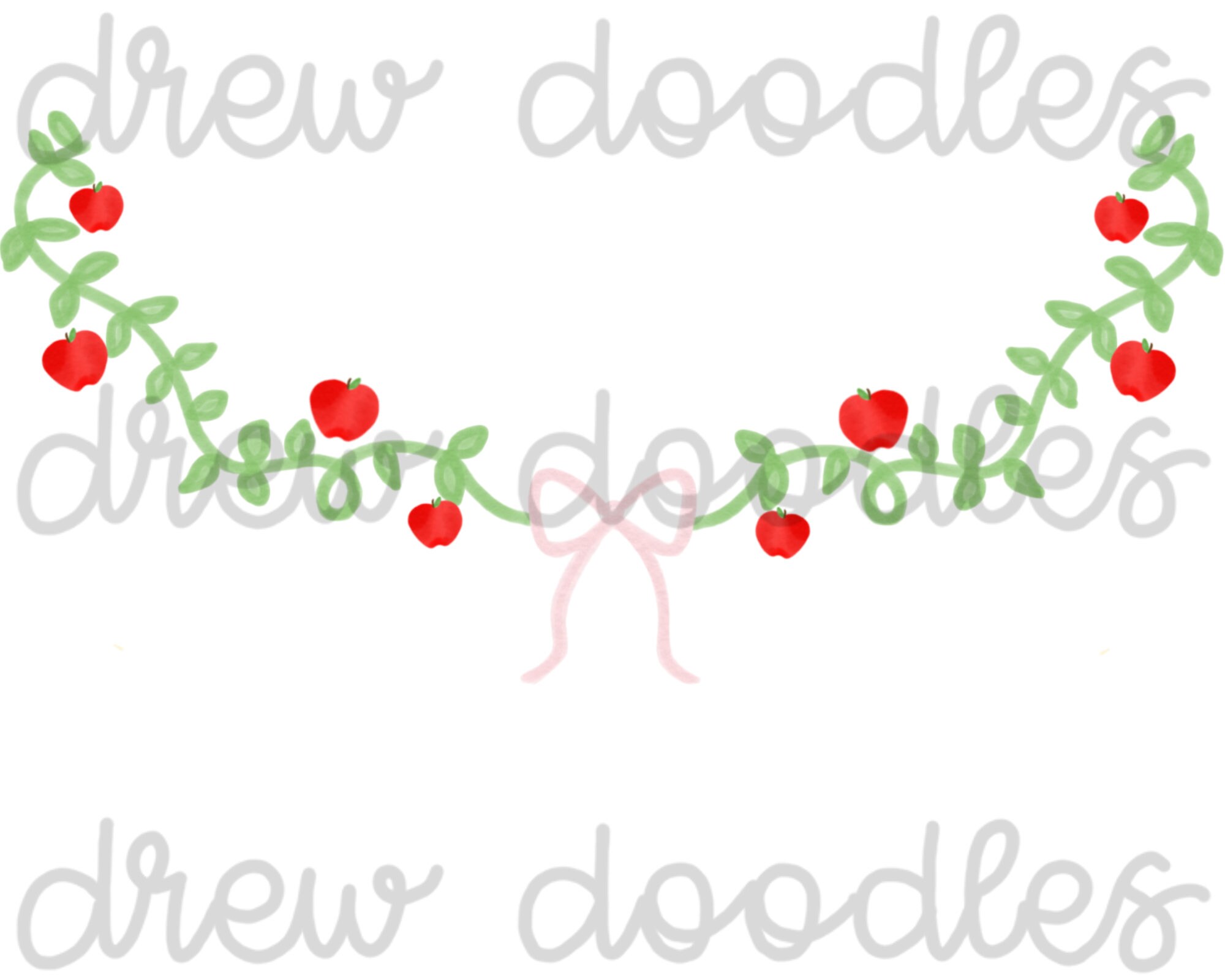 Watercolor Apple Bow Frame Digital Clip Art Set Instant - Etsy