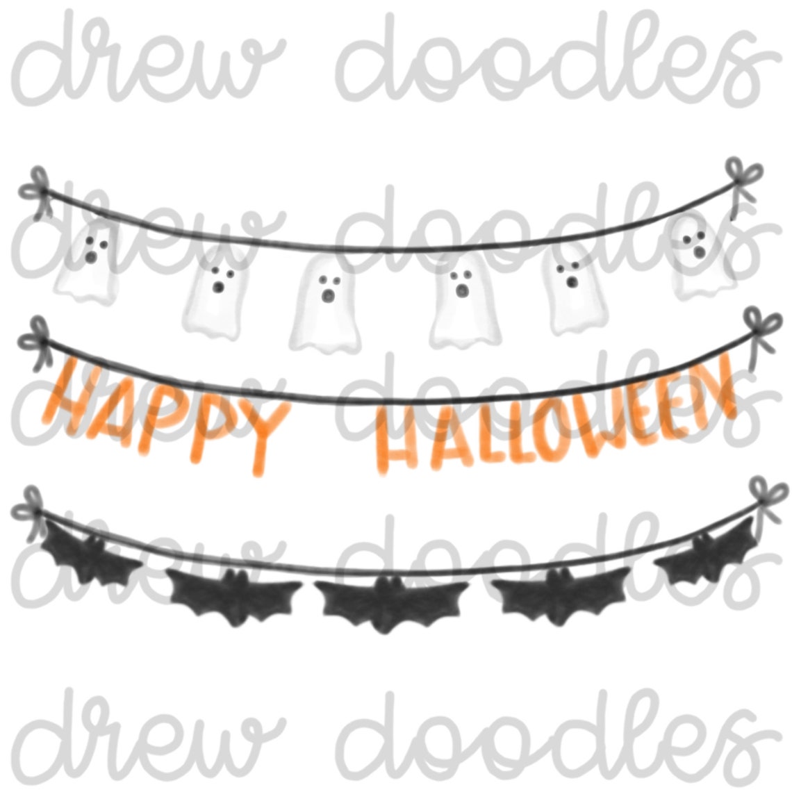 Watercolor Halloween Banners Bunting Digital Clip Art Set - Etsy