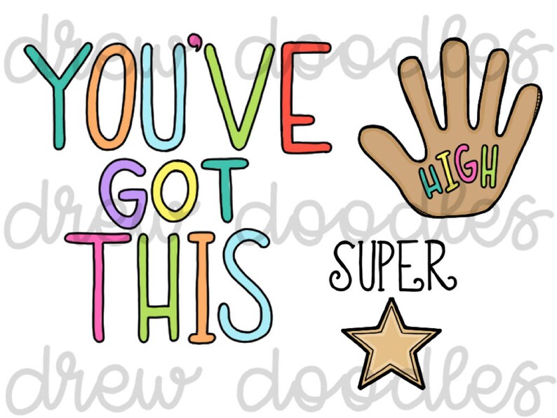 Positive Messages Doodles Digital Clip Art Set Instant - Etsy