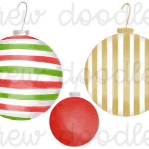 Watercolor Christmas Ornaments Digital Clip Art Set- Instant Download ...