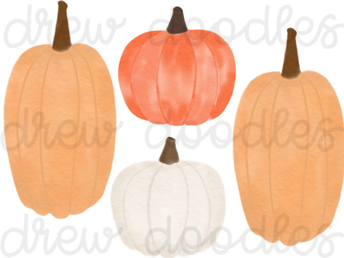 Watercolor Pumpkins Digital Clip Art Set Instant Download - Etsy