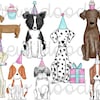 Watercolor Baby Blue Party Dogs Digital Clip Art Set- Instant Download ...