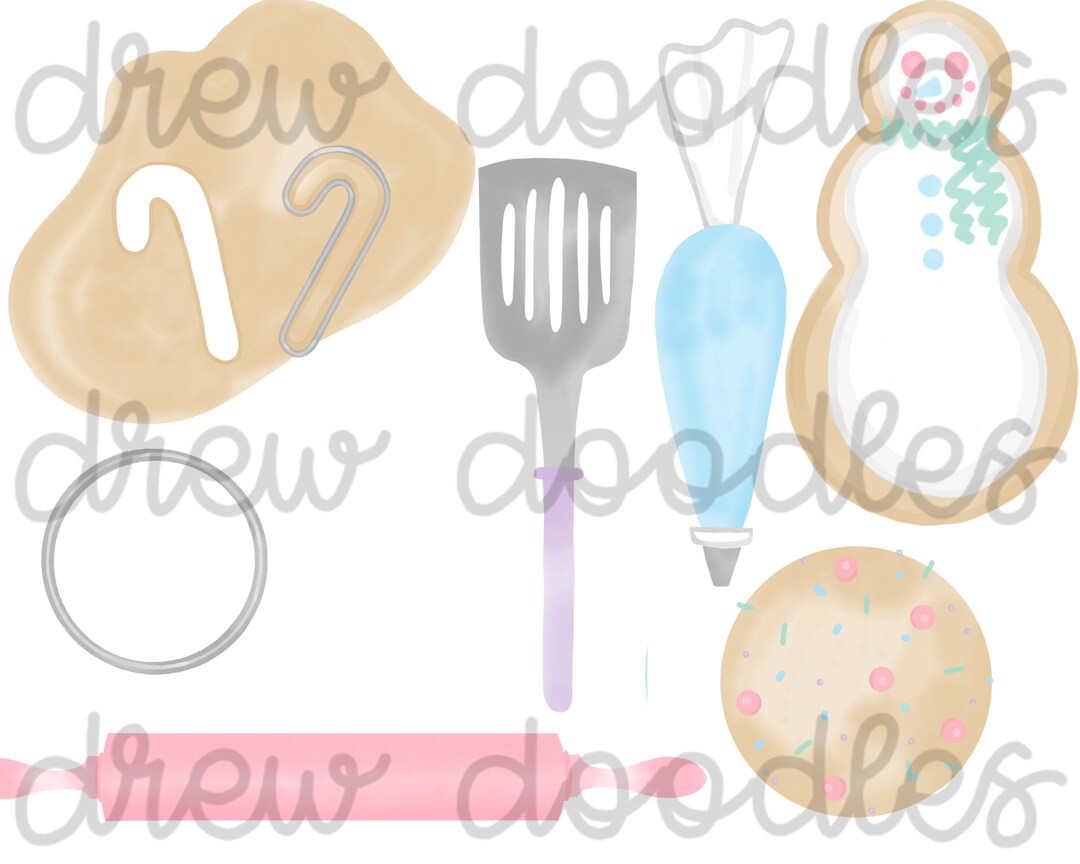 Watercolor Pastel Christmas Cookies Baking Digital Clip Art Set Instant ...