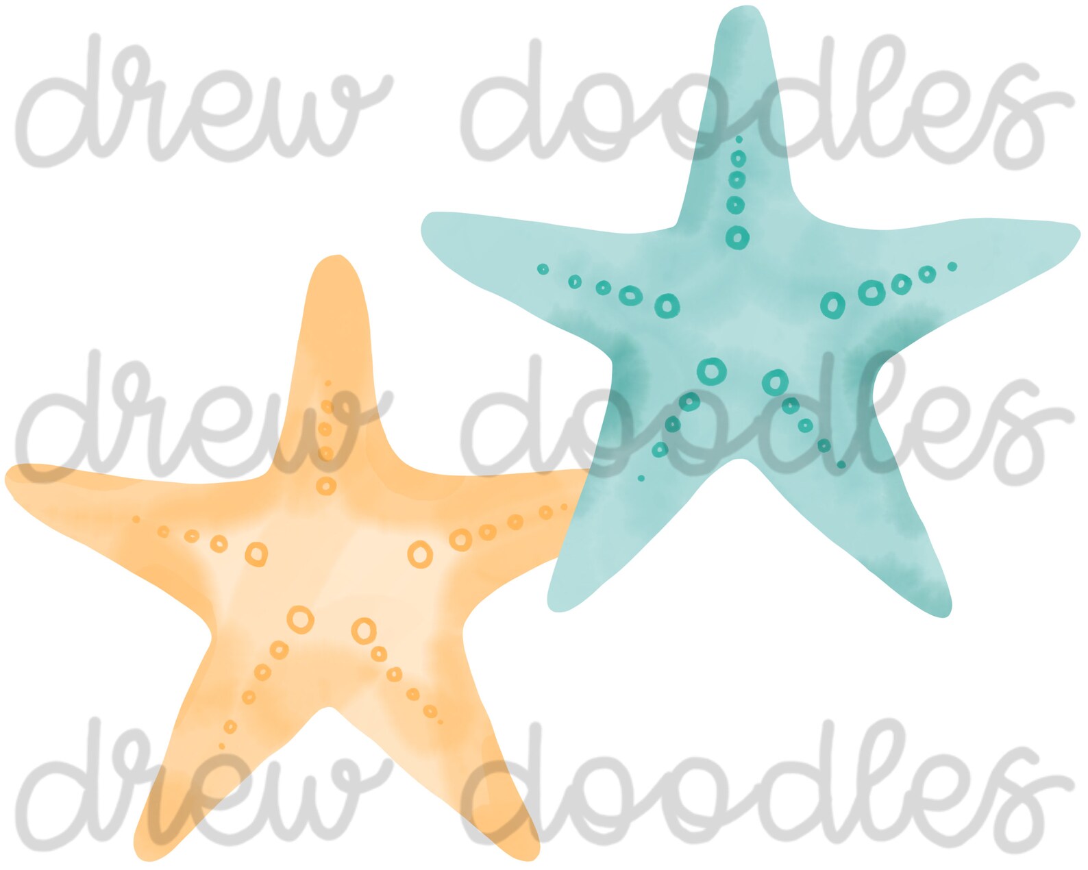 Watercolor Starfish Digital Clip Art Set Instant Download | Etsy