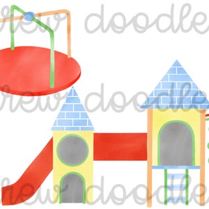 Watercolor School Playground Digital Clip Art Set- Instant Download - Etsy