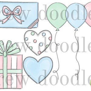 Watercolor Pastel Birthday Jumbo Digital Clip Art Set- Instant Download ...
